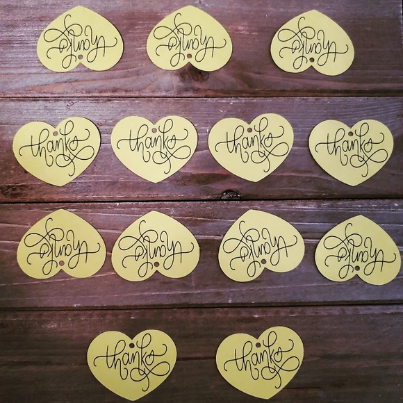 Office | Thank You Tags Thanks Heart Hearts Tag Yellow | Poshmark